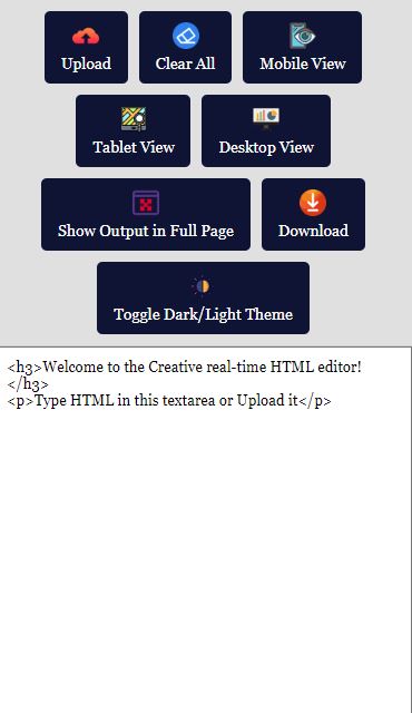 SARAMAR - Real-Time HTML Editor with Responsive Previews, File Upload, and Dark Mode Toggle by ...